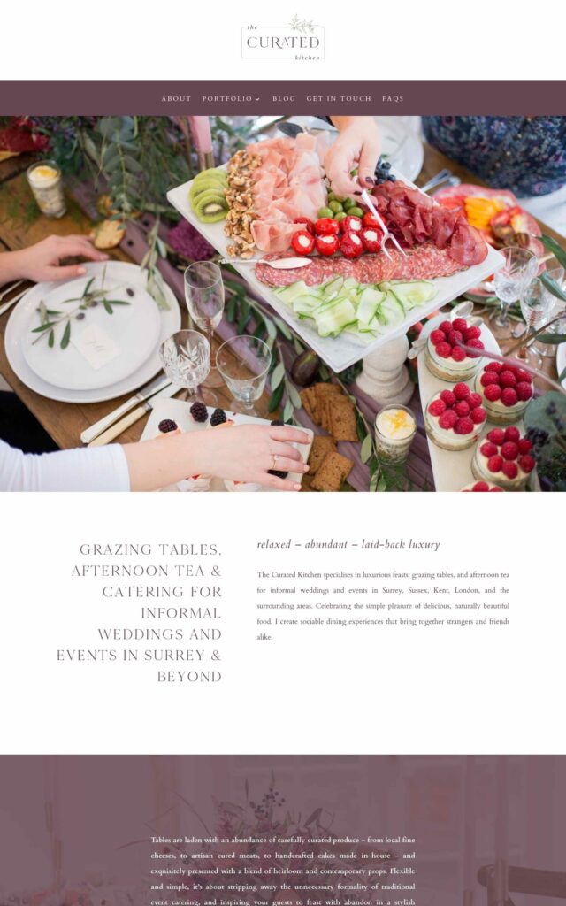 The Curated Kitchen Website Example by Ericks Webs Design